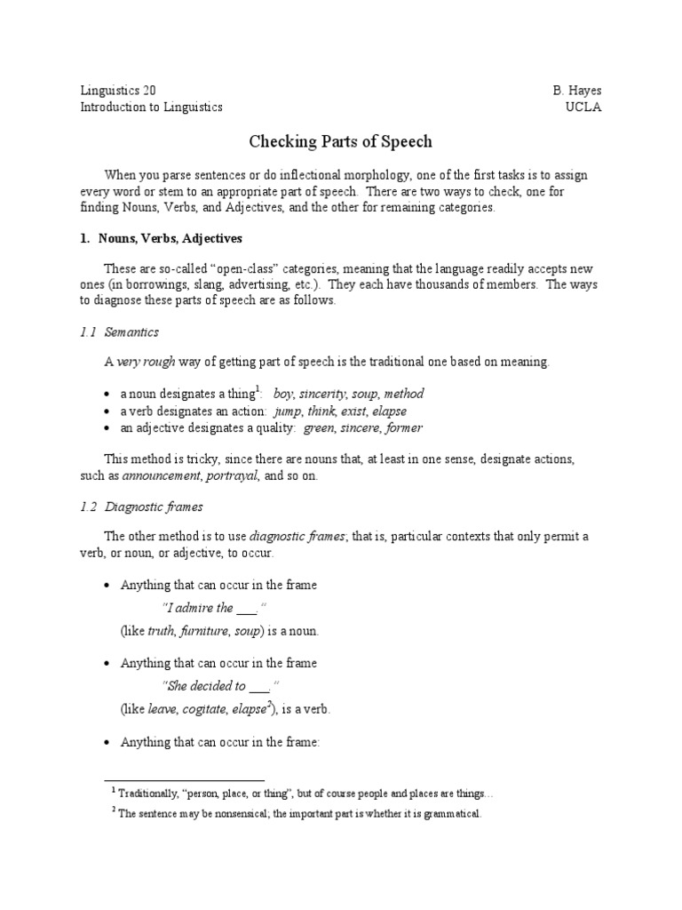 Checking Parts of Speech | PDF | Part Of Speech | Noun