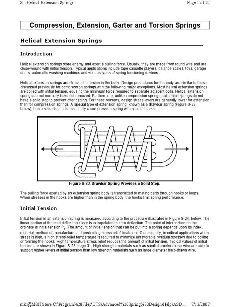 Helical Extension Springs | PDF | Strength Of Materials | Stress ...