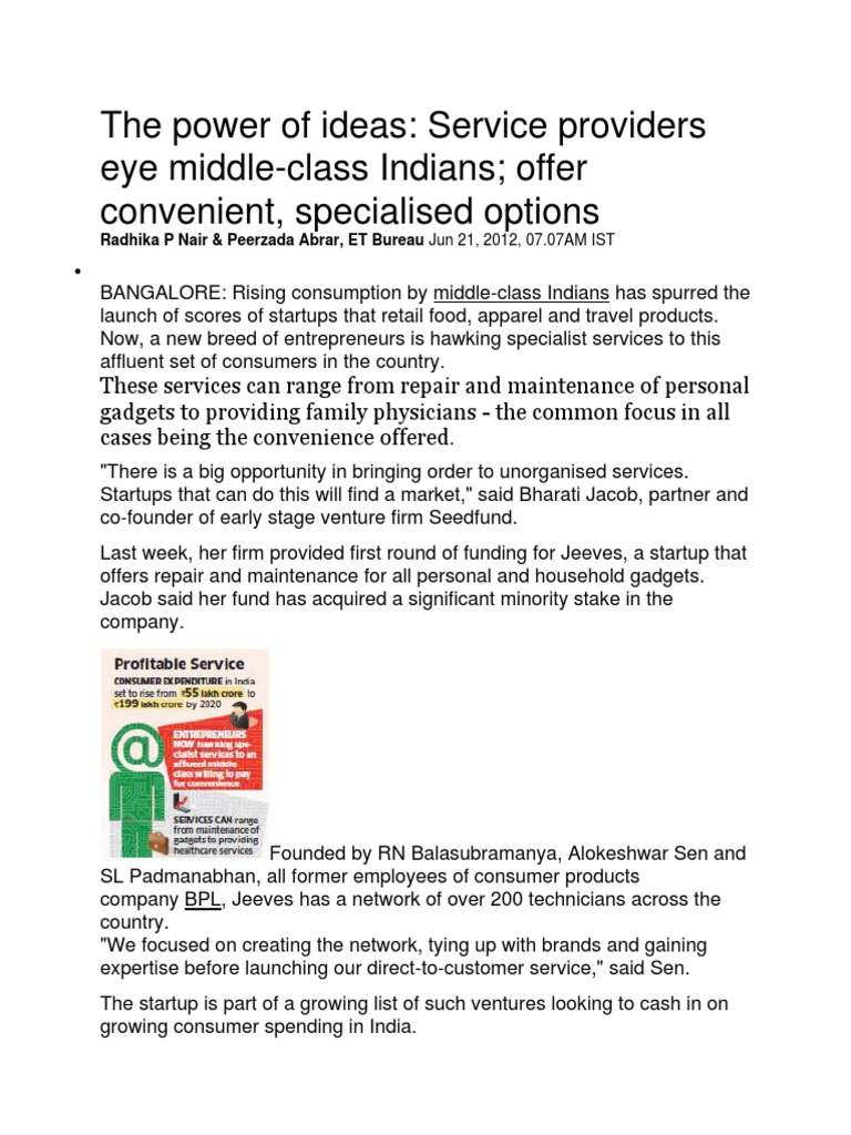 The Power of Ideas: Service Providers Eye Middle-Class Indians Offer ...