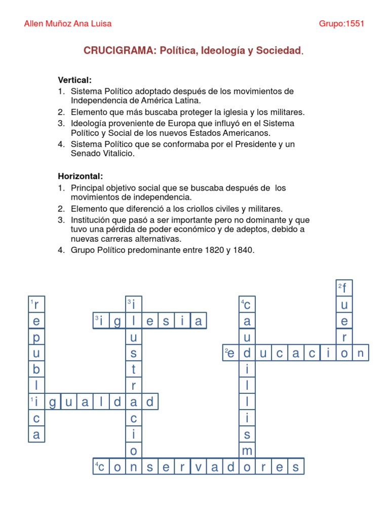 Crucigrama América Latina | PDF