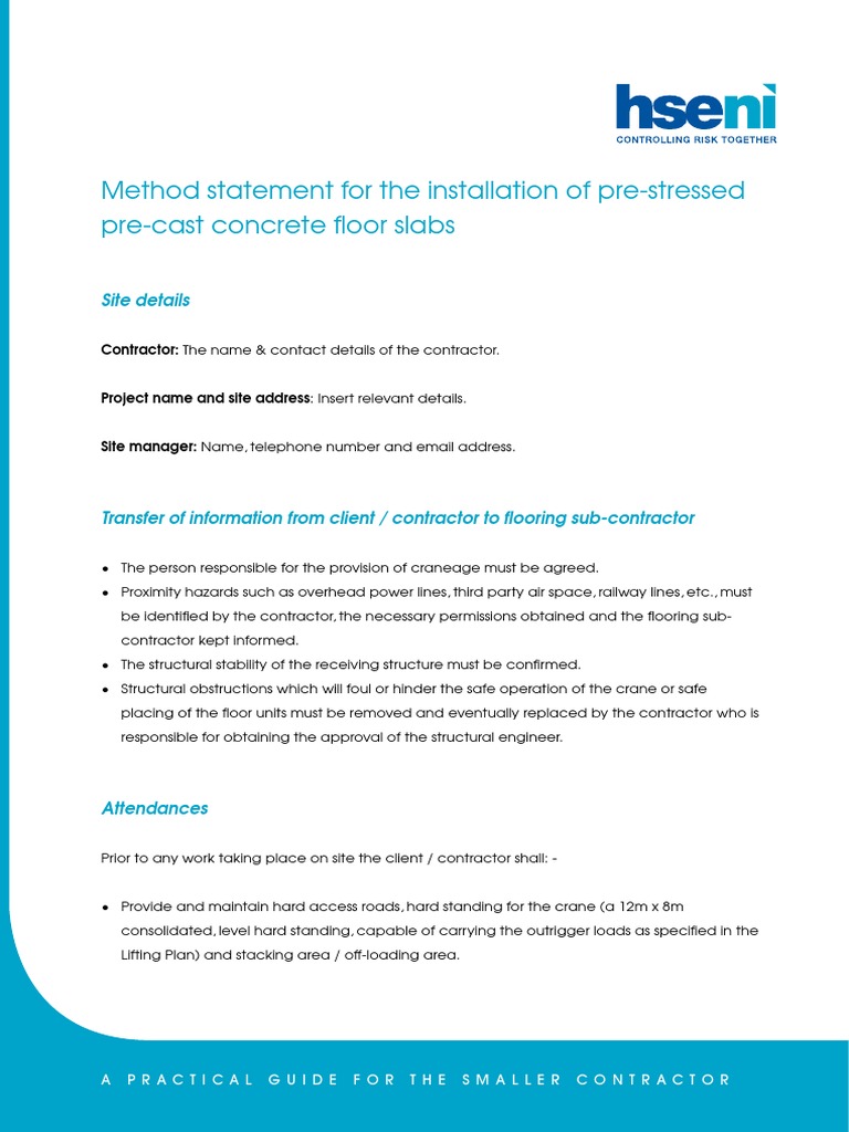Example Method Statement For The Installation of Concrete Floor Slabs ...