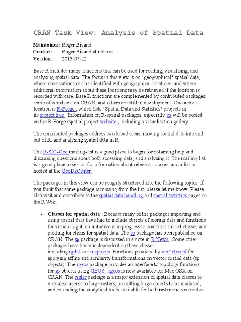 Cran Task Viewpauqte R Analis Espacila | PDF | Regression Analysis | Spatial Analysis