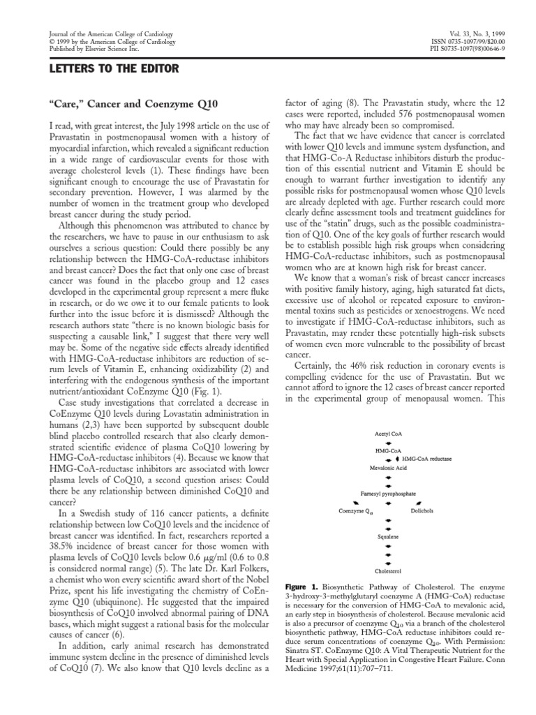 "Care," Cancer and Coenzyme Q10 | PDF | Atheroma | Cancer