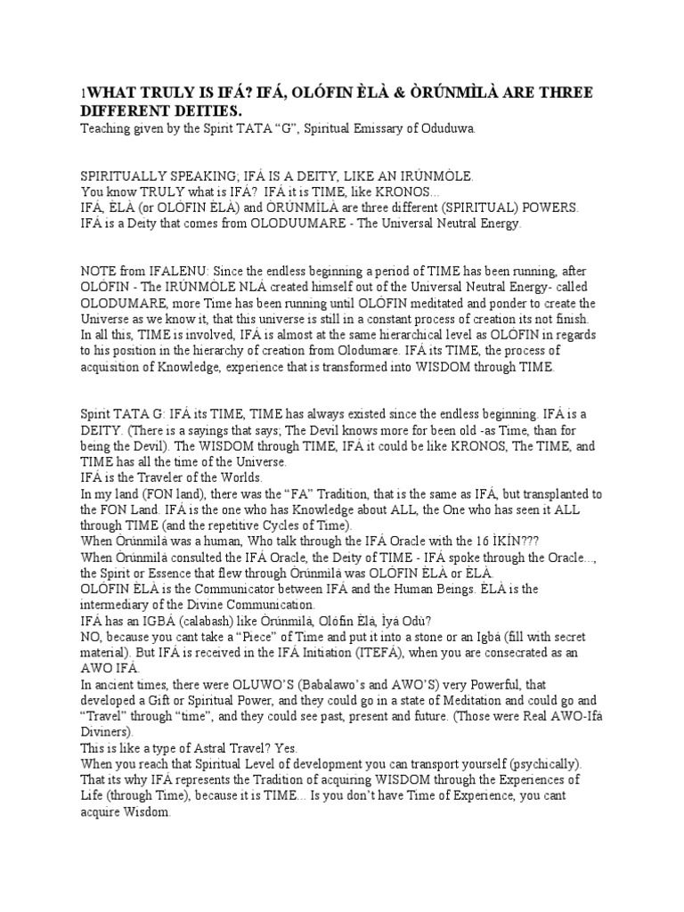 What Truly Is Ifá? Ifá, Olófin Èlà & Òrúnmìlà Are Three Different ...