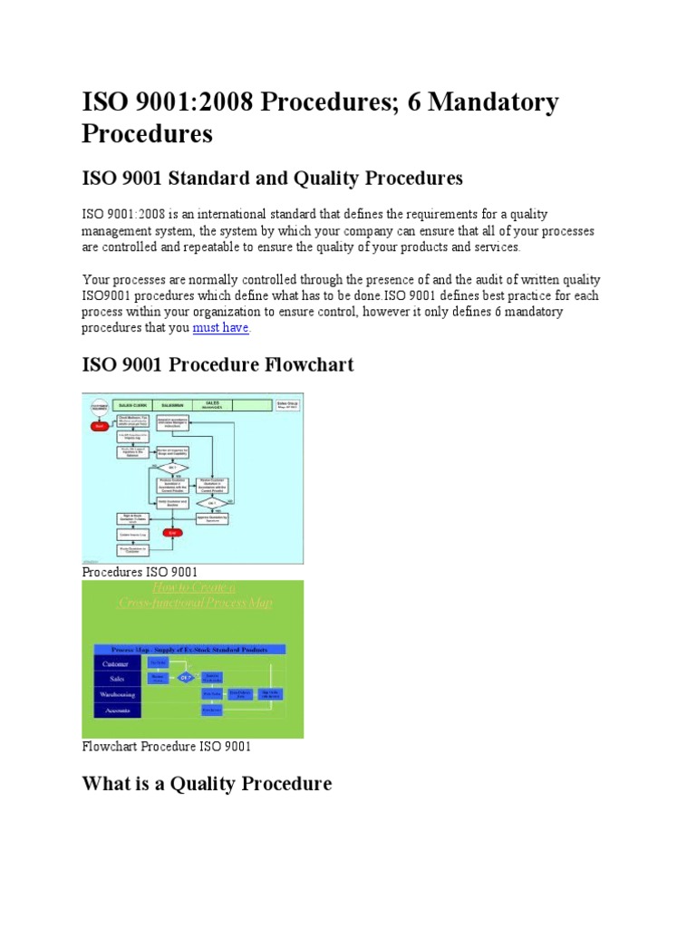 ISO 9001:2008 Procedures 6 Mandatory Procedures | PDF | Reference | Iso ...