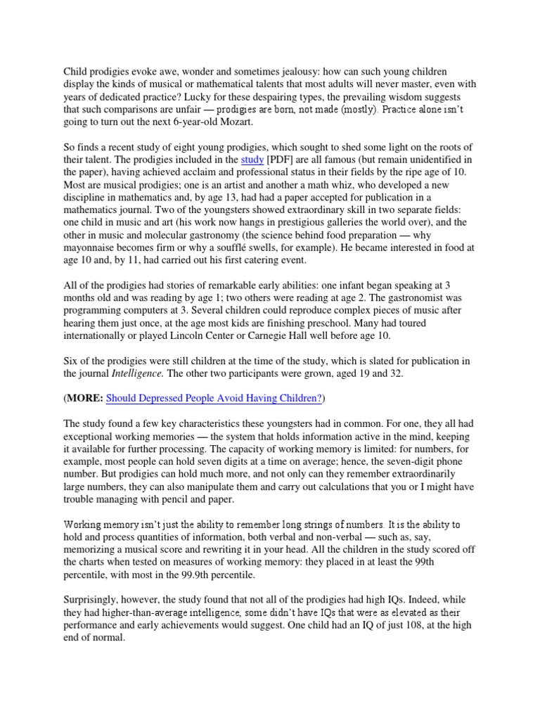 Child Prodigy | PDF | Autism | Asperger Syndrome