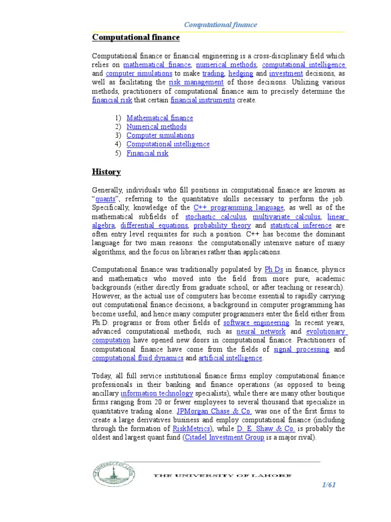 Overview of Computational Finance | PDF | Numerical Analysis ...