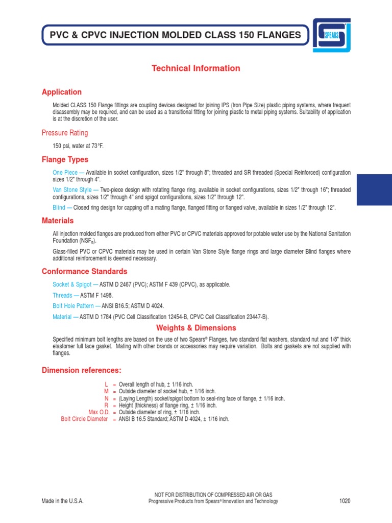 008 PVC & CPVC Injection Molded Class 150 Flanges | PDF | Plumbing ...