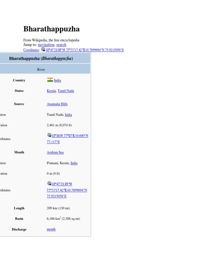 The Life and Cultural Significance of the Bharathappuzha River | PDF ...