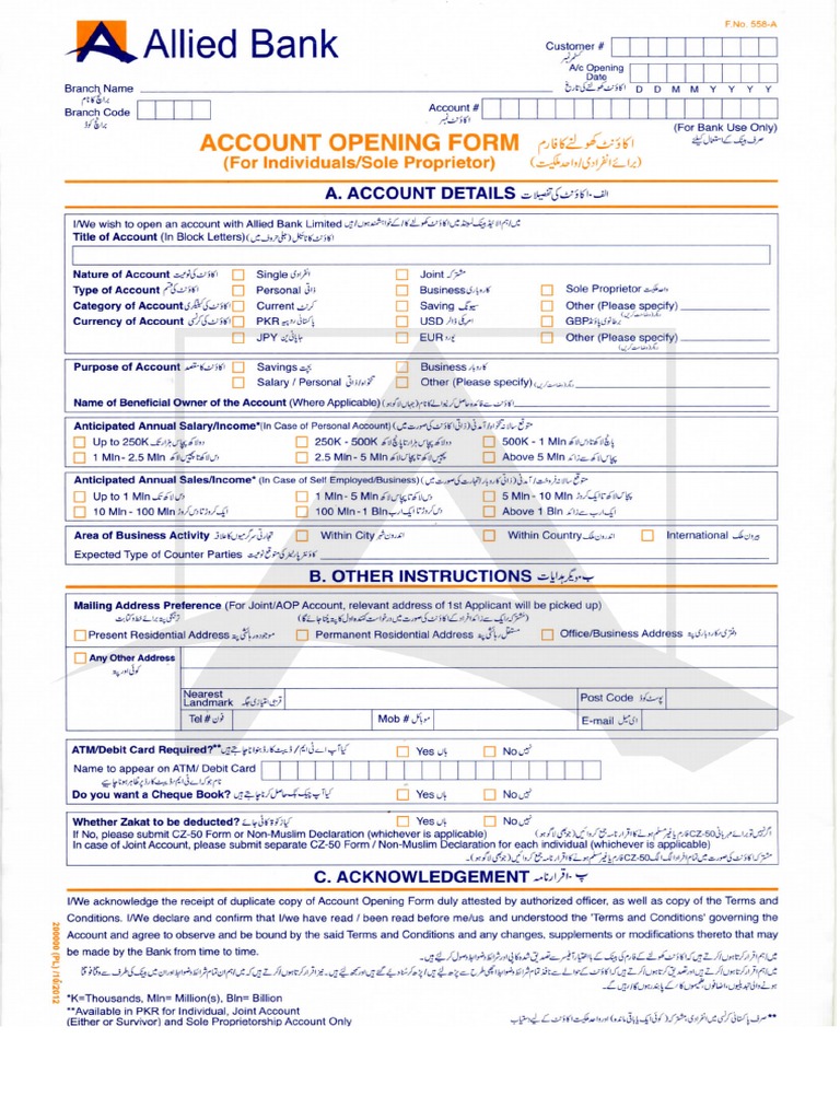 Account Opening Form | PDF | Banking | Written Communication