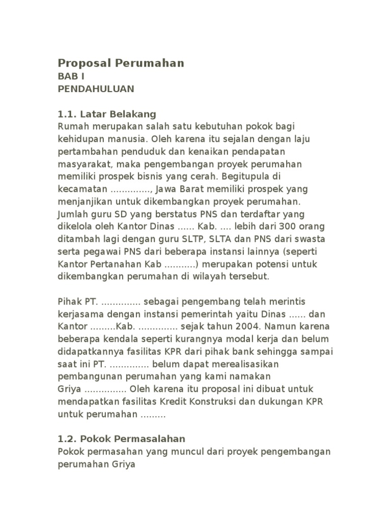 Proposal Pembangunan Perumahan | PDF | Pengelolaan Keuangan & Uang | Hukum