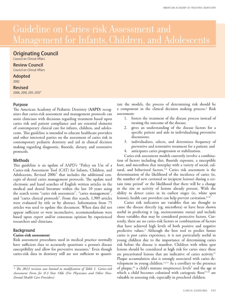 Guideline On Caries-Risk Assessment and Management For Infants, Children, and Adolescents | PDF ...
