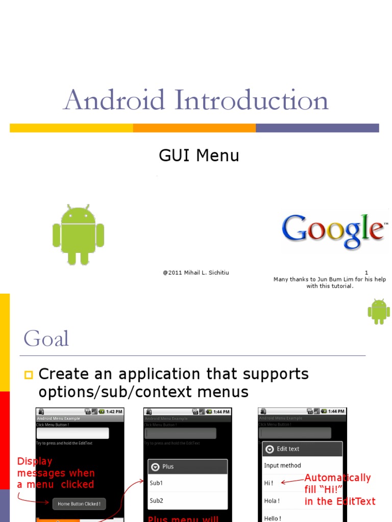 Android Introduction Gui Menu Pdf Menu Computing Operating