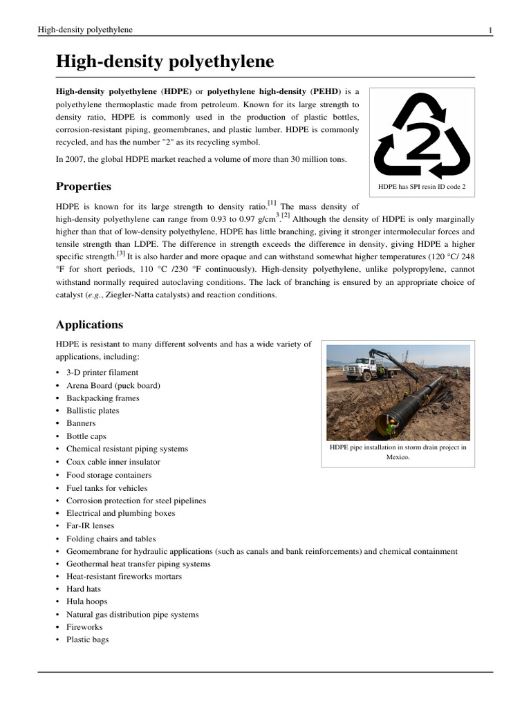 High Density Polyethylene | PDF | Manmade Materials | Plastic