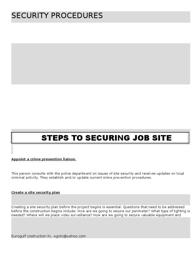 Basic Security Procedure For A Construction Site | PDF | Surveillance ...