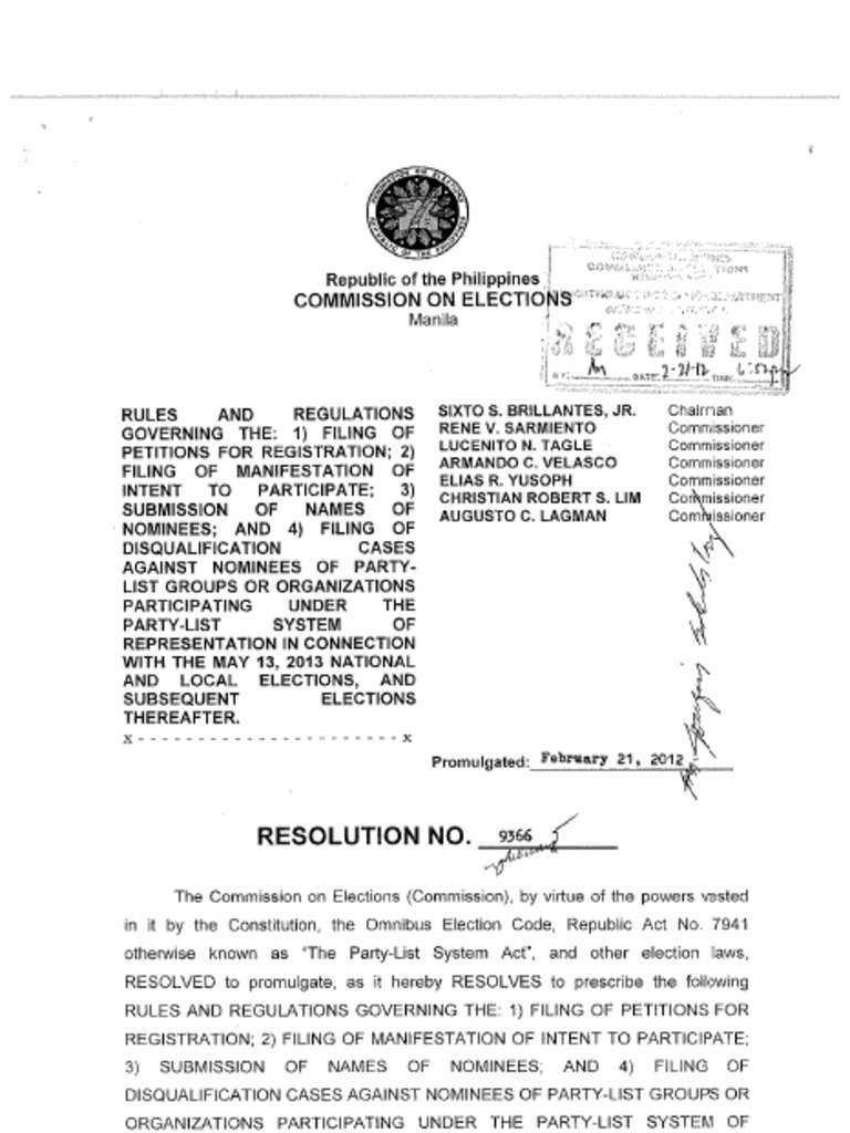 COMELEC Resolution 9366 | PDF | Foreign Language Studies