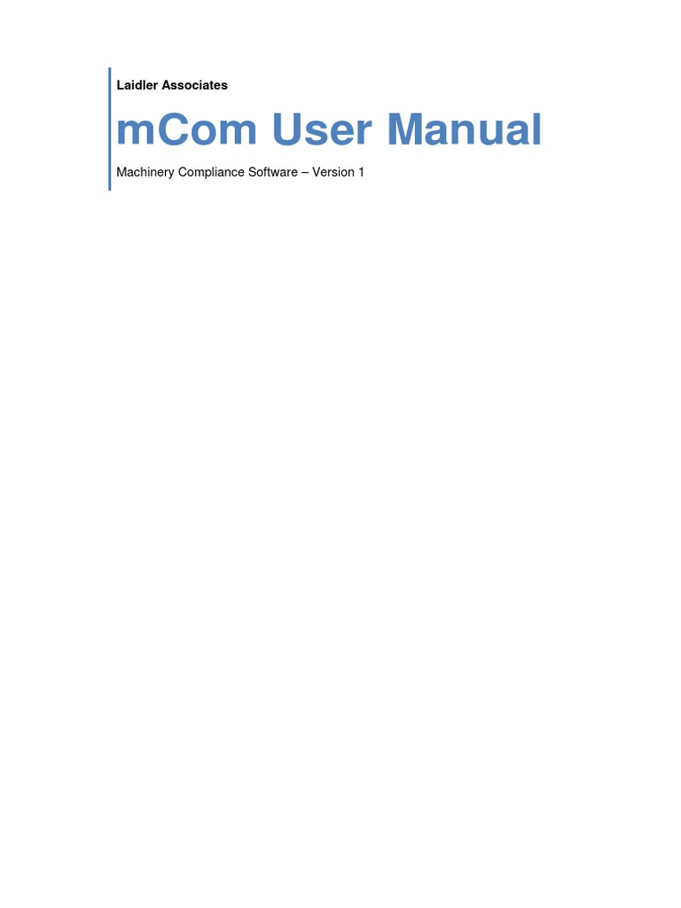 Mcom User Manual: Machinery Compliance Software - Version 1 | PDF | European Union | Software