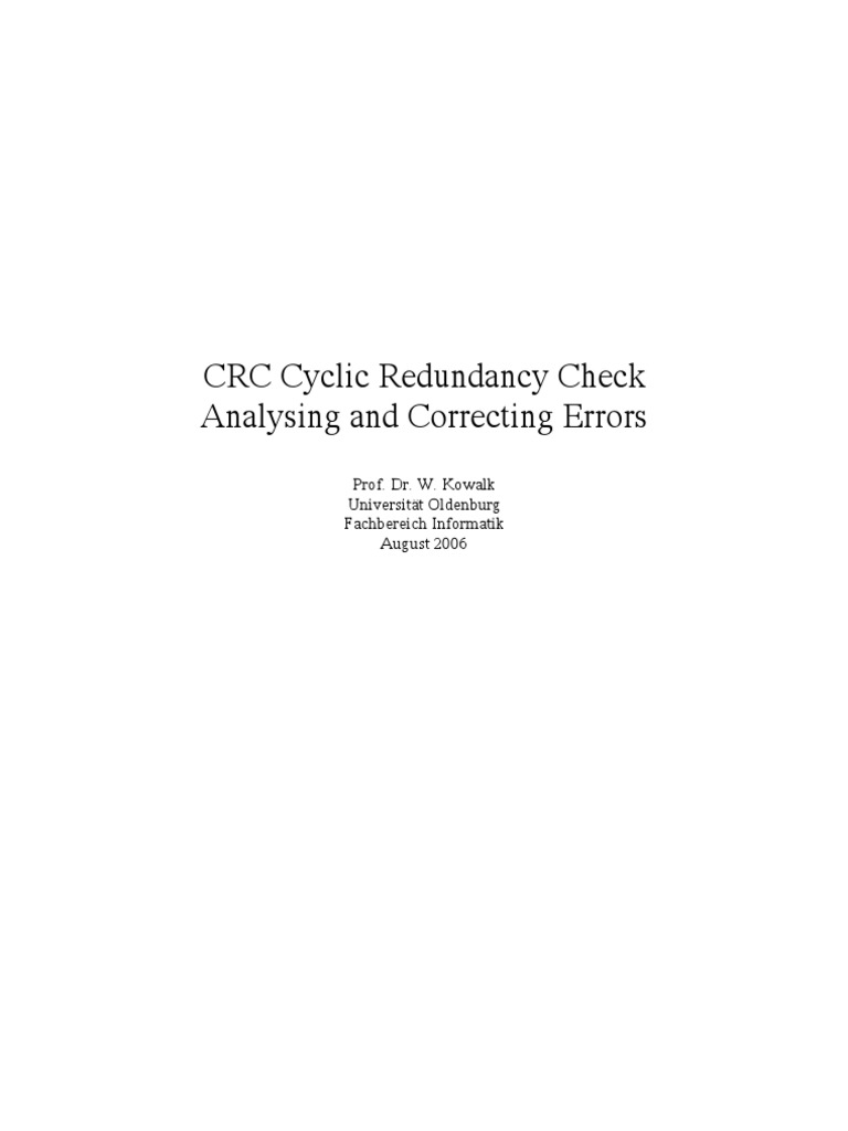 Crc Analysing And Correcting Errors Pdf Error Detection And