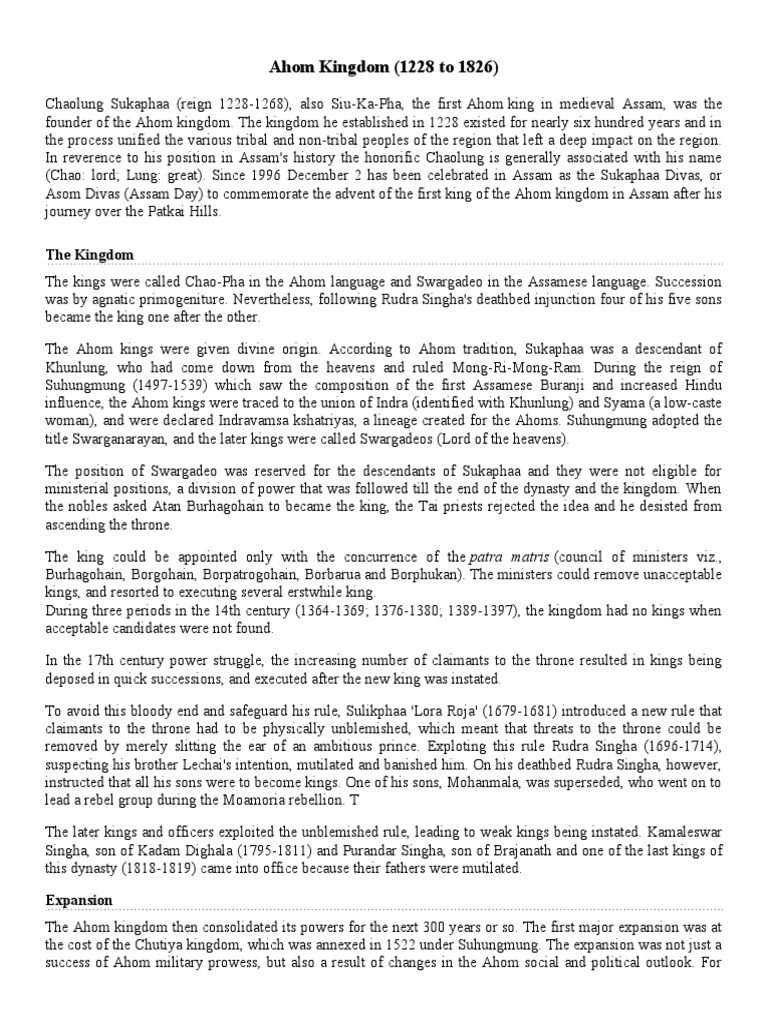 Ahom Kingdom | Monarch | Royalties