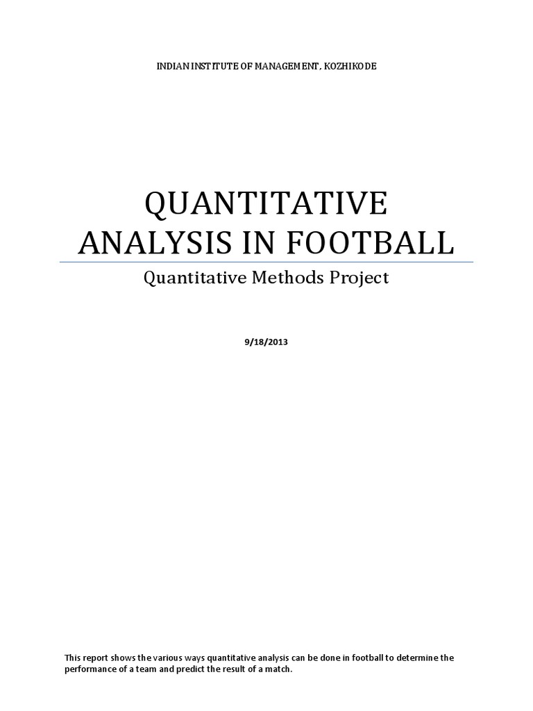 Quantitative Analysis in Football | PDF | Median | Statistics
