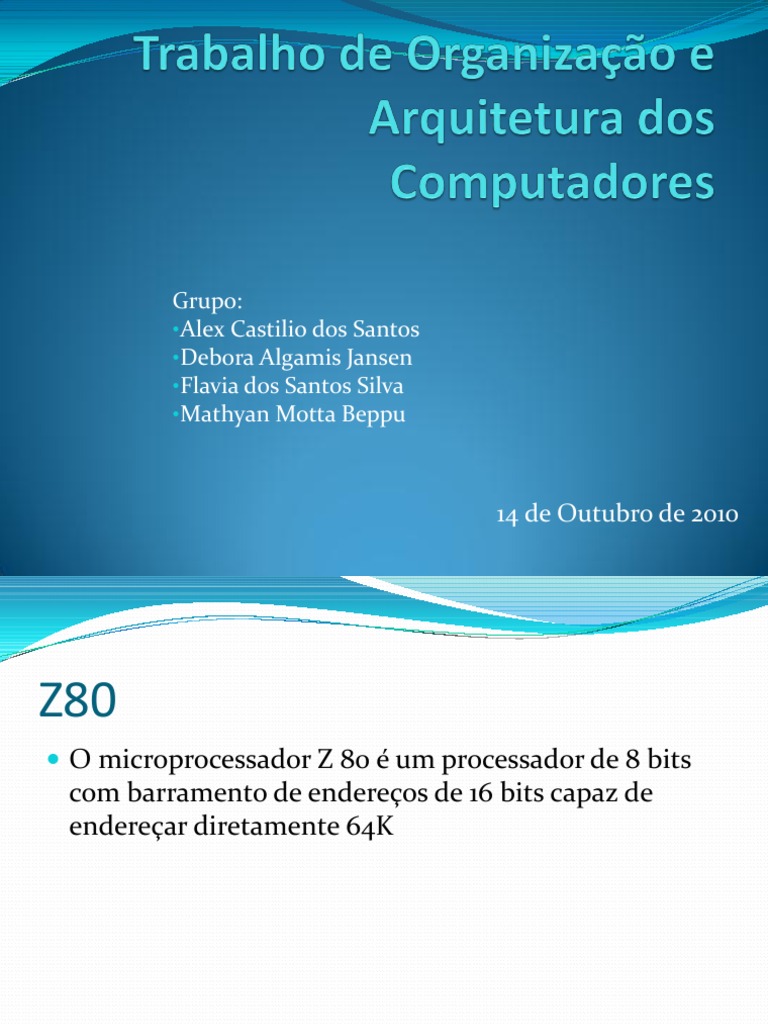Estrutura e Funções do Microprocessador Z80 | PDF | Bens manufaturados ...