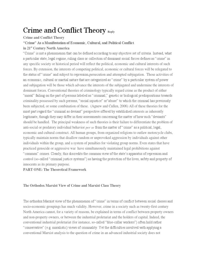 Crime and Conflict Theory | Crimes | Crime & Justice