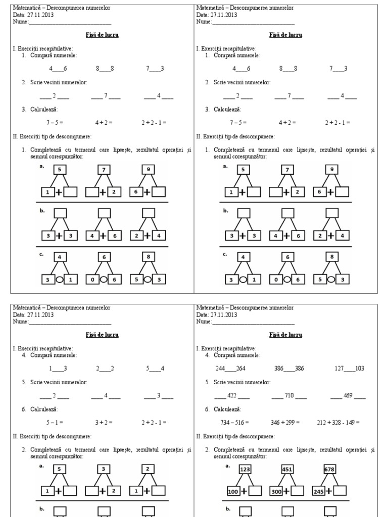 Fisa Mate Descompunerea Numerelor | PDF