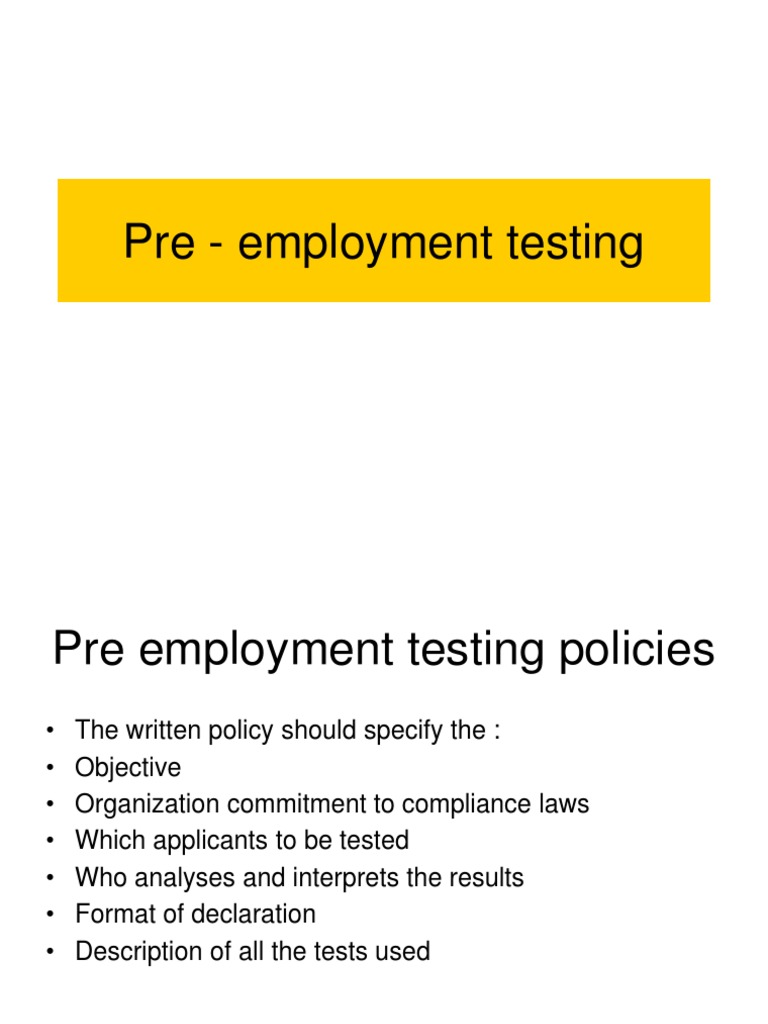 Pre-Employment Testing Overview | PDF | Test (Assessment ...