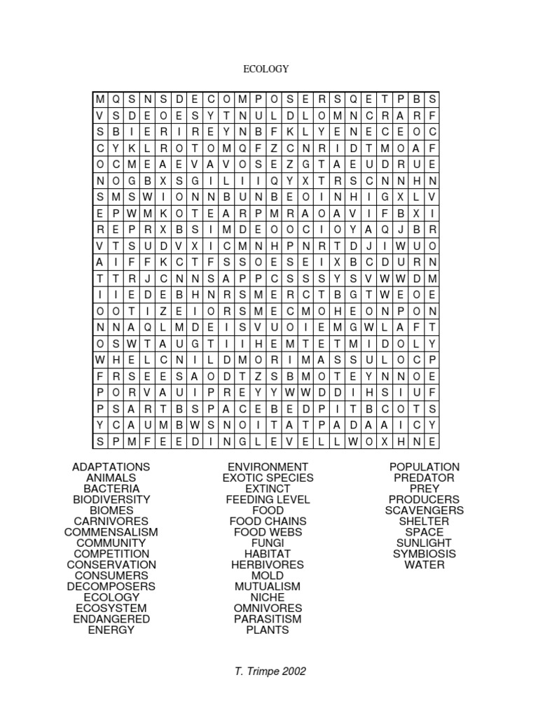 Ecology Word Search
