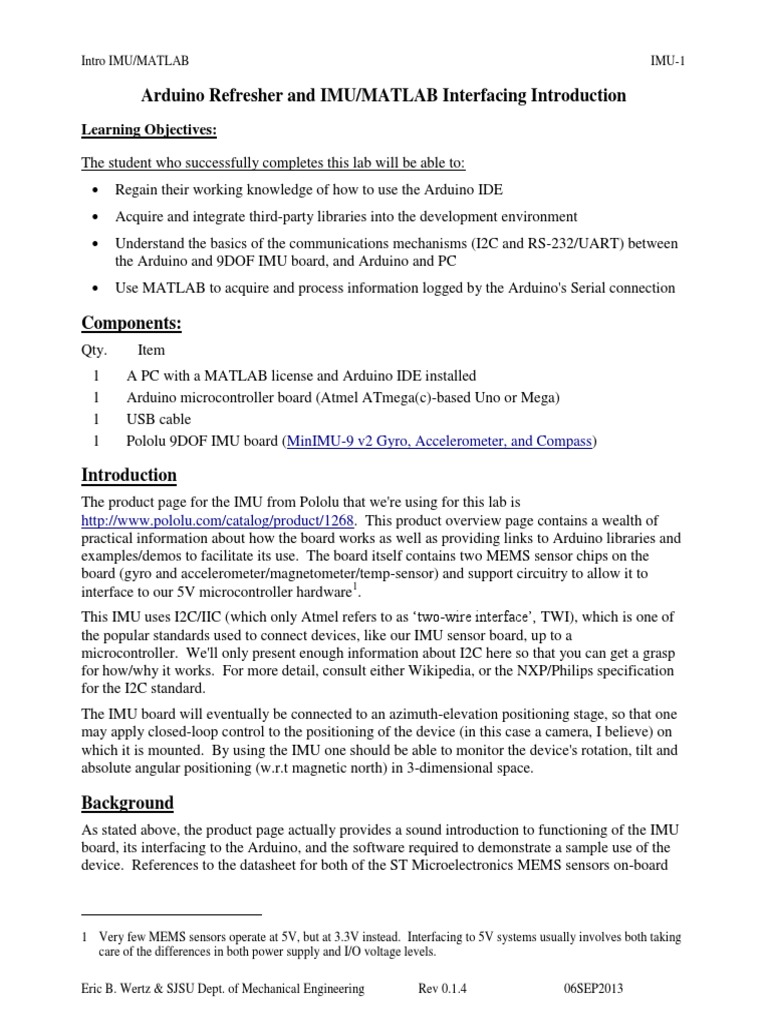 Inertial Measurement Unit in Arduino | PDF | Arduino | Library (Computing)