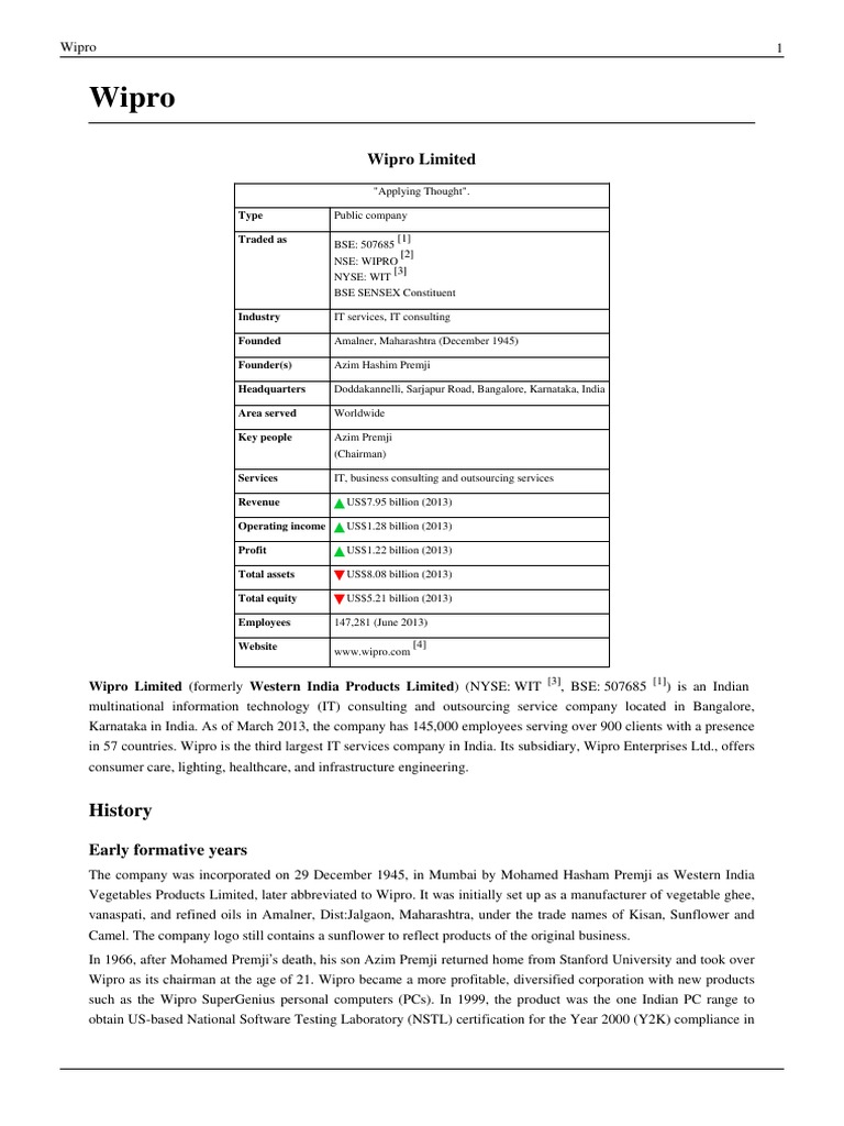 Wipro | PDF | Business | Manufacturing And Engineering