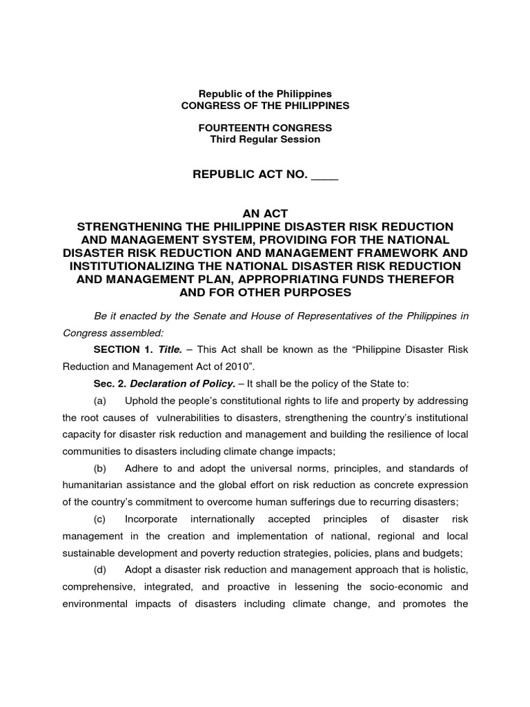 Strengthening The Philippine DRRM PDF | PDF | Disaster Risk Reduction ...