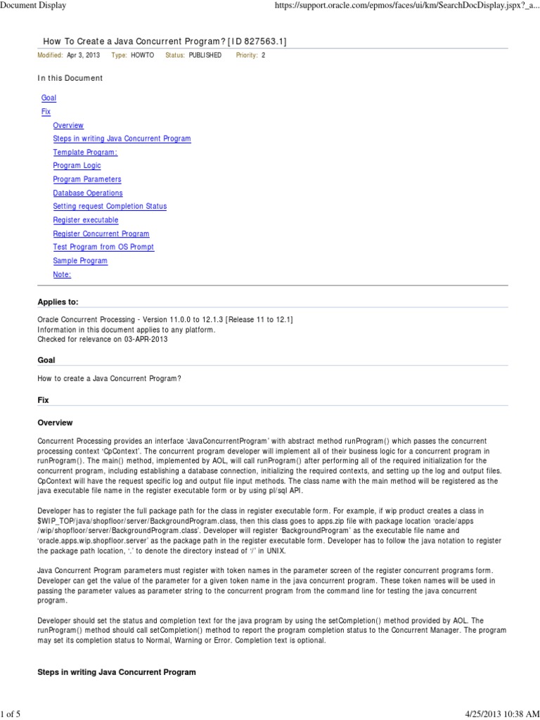 How To Create A Java Concurrent Program (827563.1) | PDF | Java (Programming Language) | Command ...