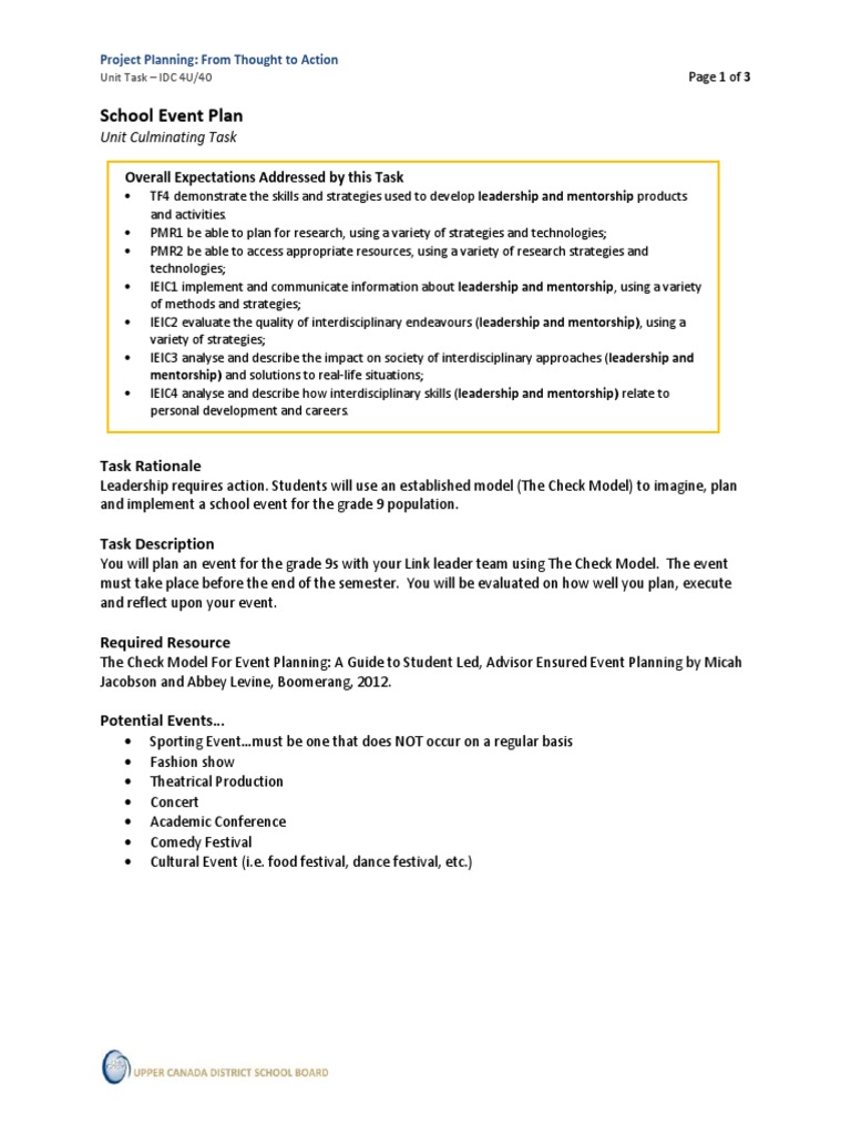 School Event Planning | PDF | Mentorship | Leadership