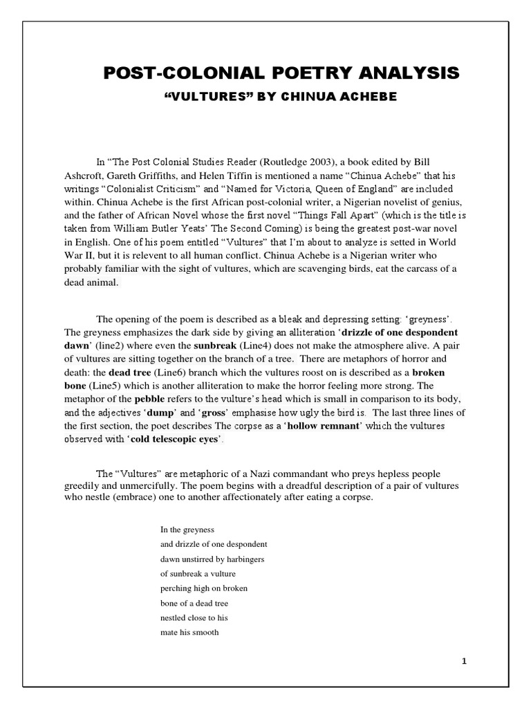 Post-colonial Poetry Analysis | Poetry | Fiction & Literature