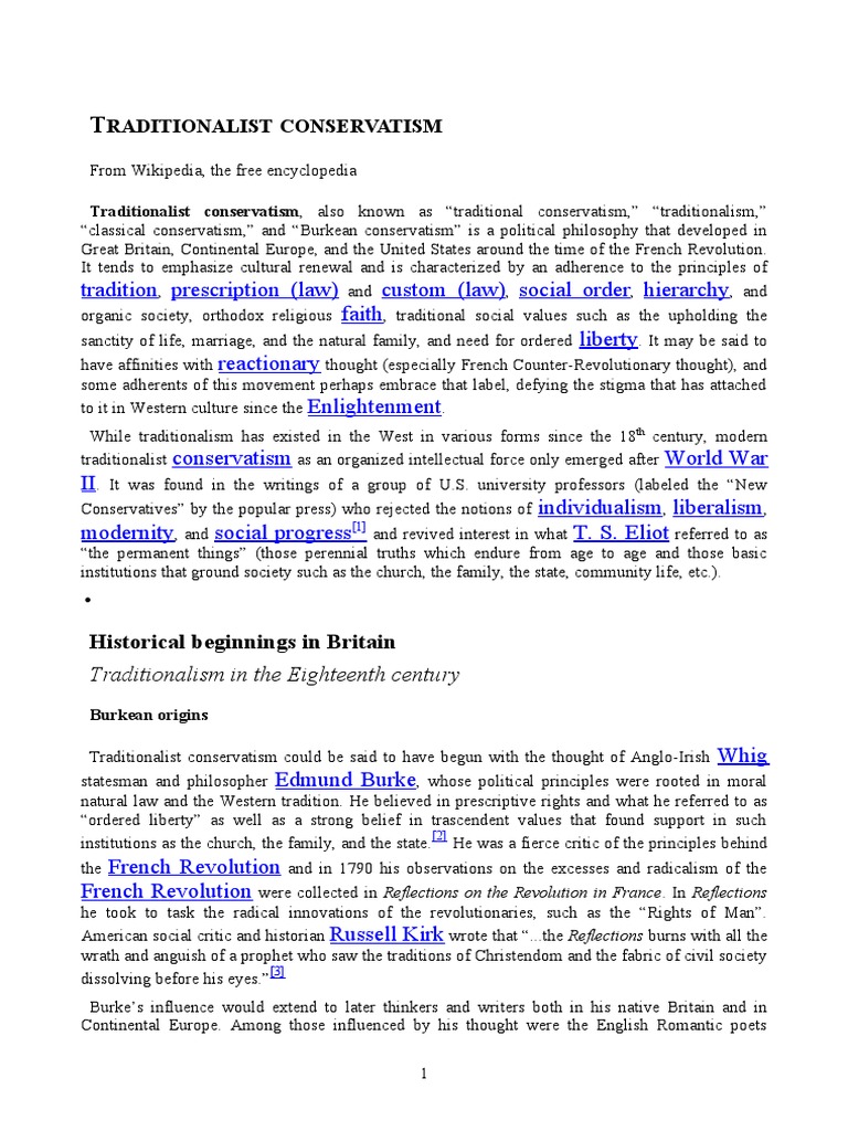 Traditionalist Conservatism | PDF | Samuel Taylor Coleridge | Conservatism