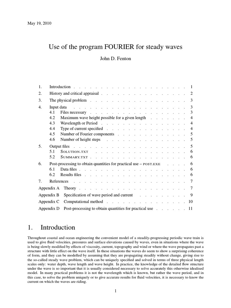 Fenton Stream Function Theory | PDF | Waves | Numerical Analysis
