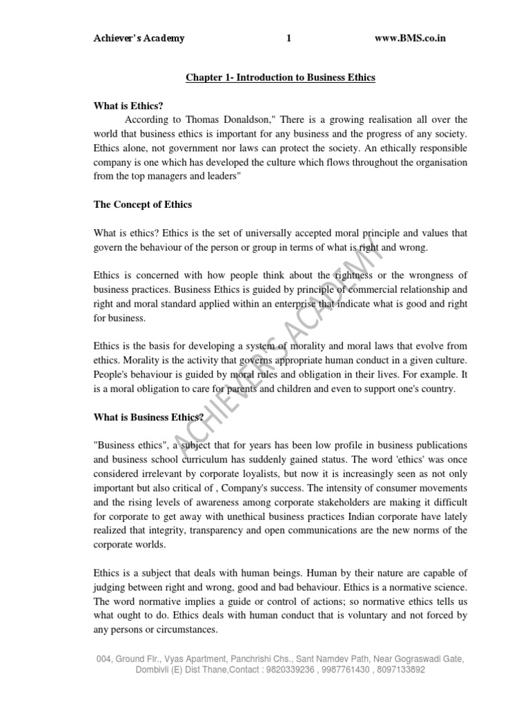 Business Ethics Notes | PDF | Business Ethics | Stakeholder (Corporate)