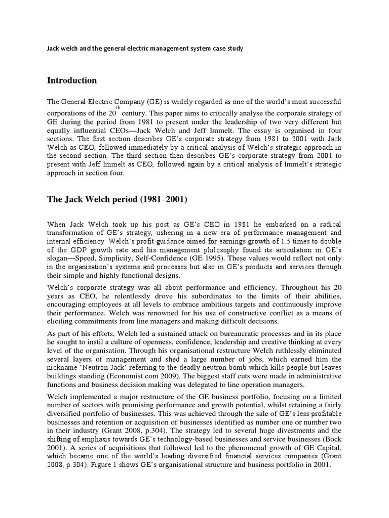 Jack Welch's GE Strategy Analysis | PDF | Six Sigma | Business Process