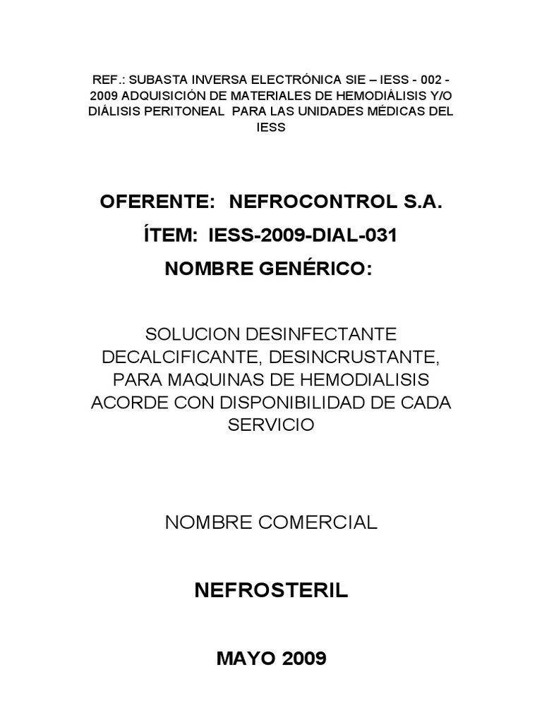 Indice Nefrosteril | PDF | Hemodiálisis | Diálisis