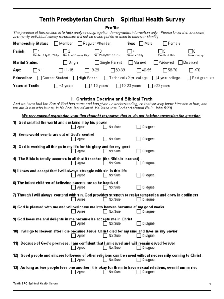 Spiritual Health Survey - Final | PDF | Religious Belief And Doctrine ...