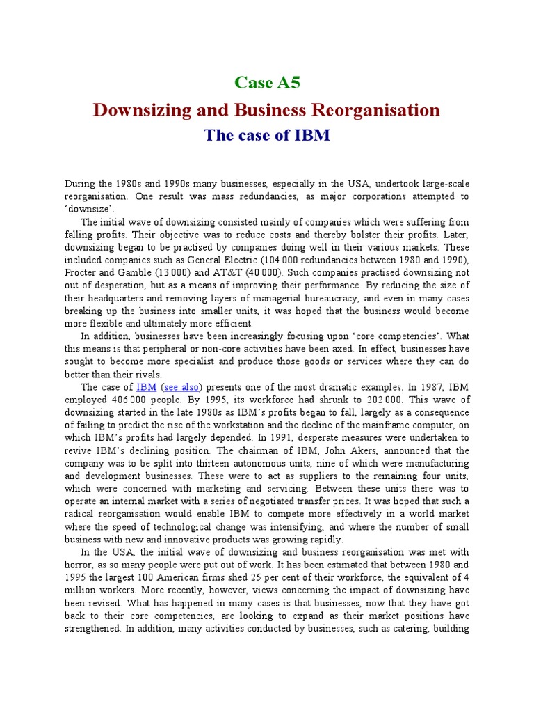 Downsizing and Business Reorganisation: Case A5 | PDF | Labor | Employment