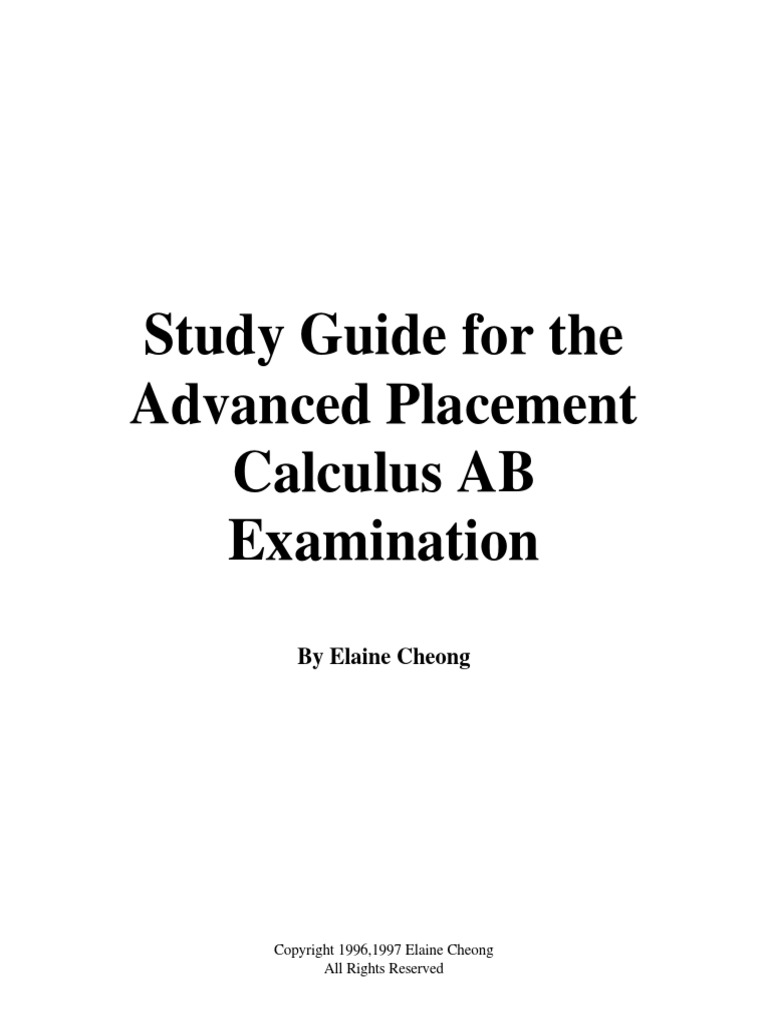 Study Guide For The Advanced Placement Calculus AB Examination | PDF ...