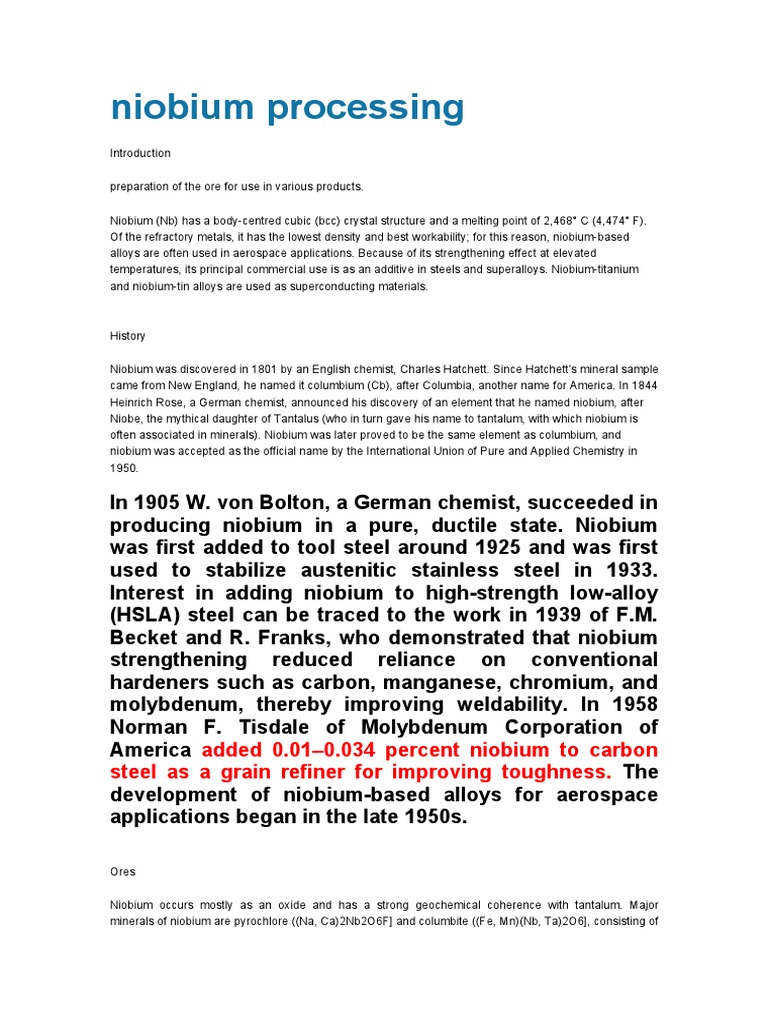 Niobium Processing | PDF | Steel | Crystalline Solids