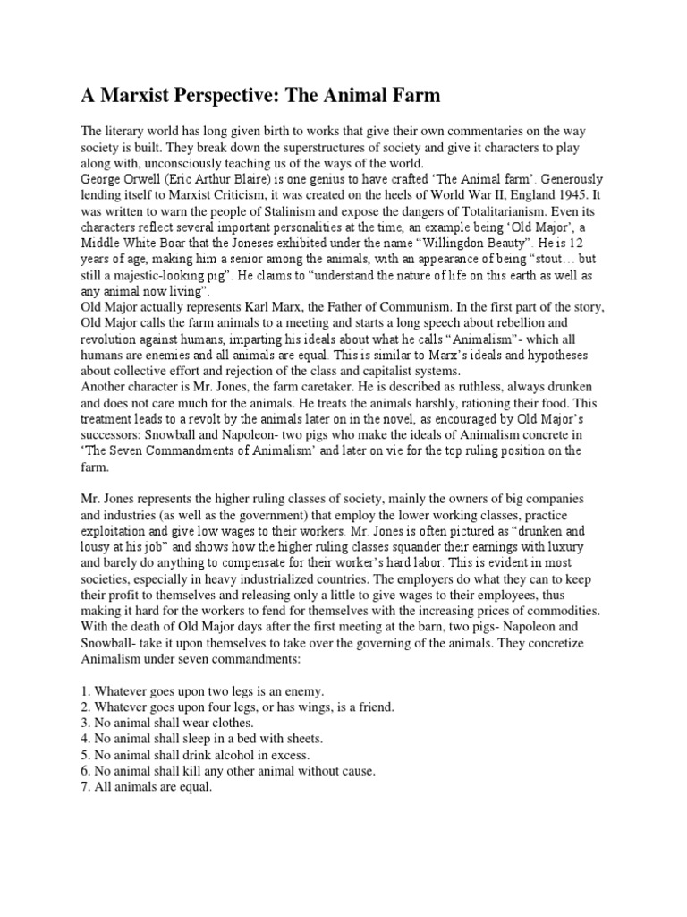 Marxism in Orwell's Animal Farm | PDF | Political Theories | Anti ...