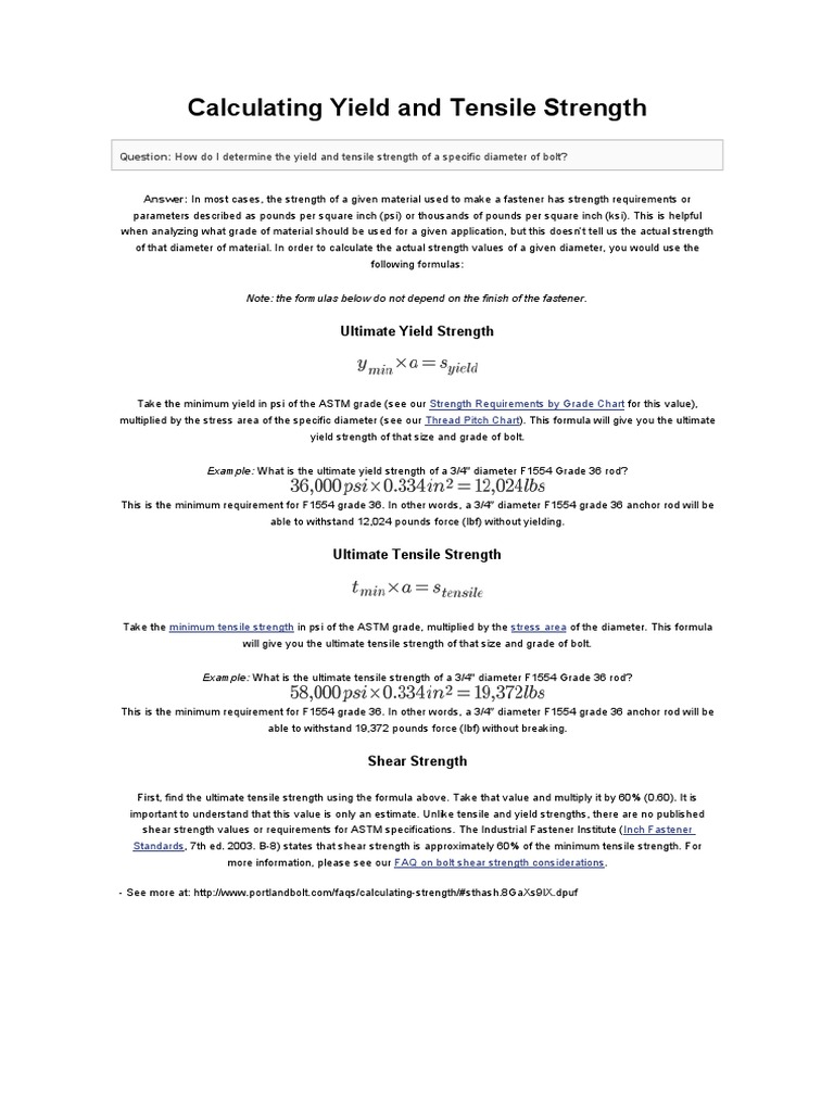 Calculating Yield and Tensile Strength | PDF