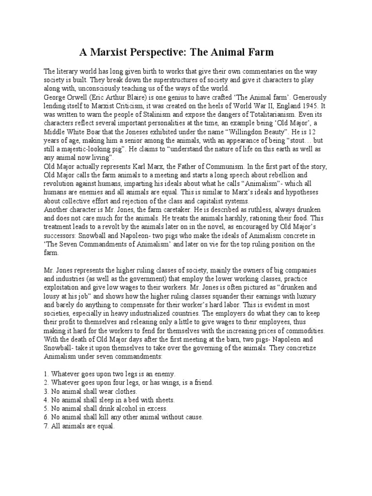 A Marxist Perspective The Animal Farm | PDF | Anti Capitalism | Employment