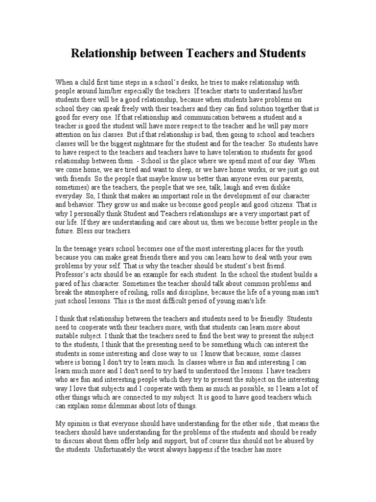 Relationship Between Teachers and Students | PDF | Understanding | Teachers