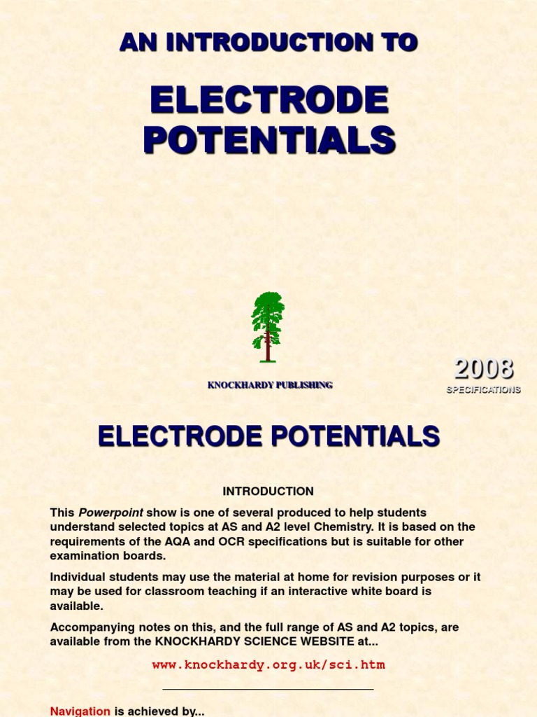 Electrode Potential | PDF | Redox | Electrochemistry