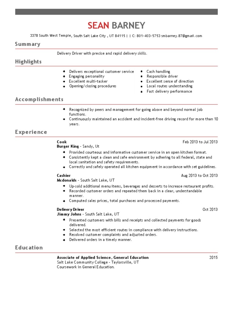 Sean Barney Resume | PDF